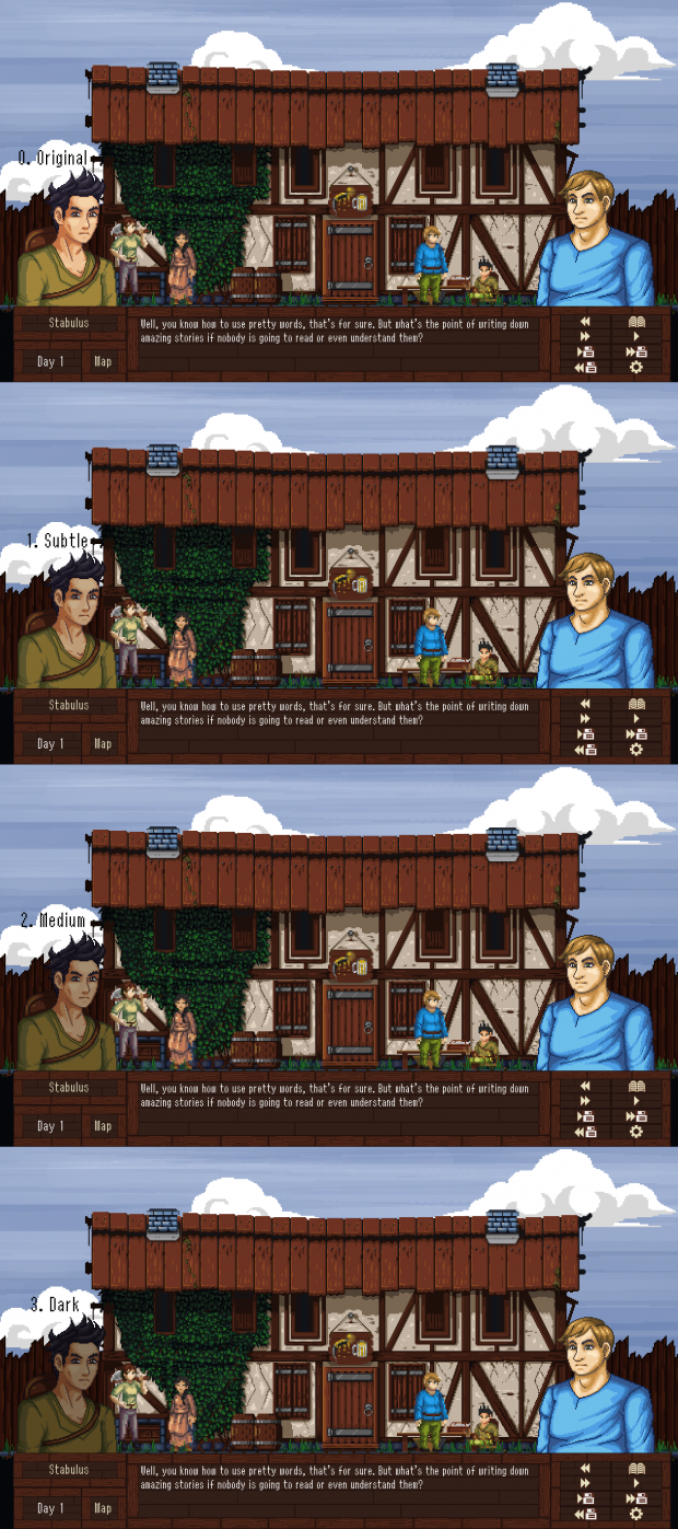 Dimming the non-speaking character image - Tales From Windy Meadow - ModDB