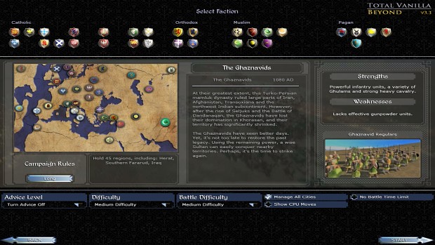 Ghaznavids in Grand Campaign selection screen image - Total Vanilla ...
