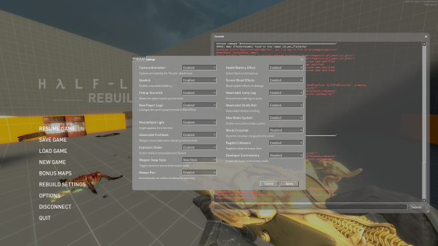 settings image - Half-Life 2: Rebuild mod for Half-Life 2 - ModDB