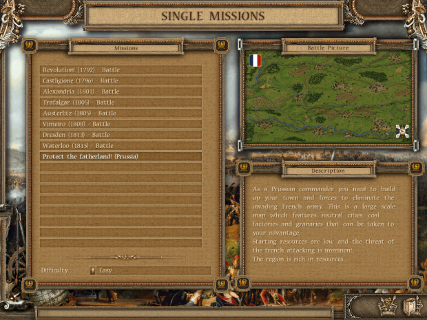 The single player mission menu image - European Warfare : Napoleonica ...