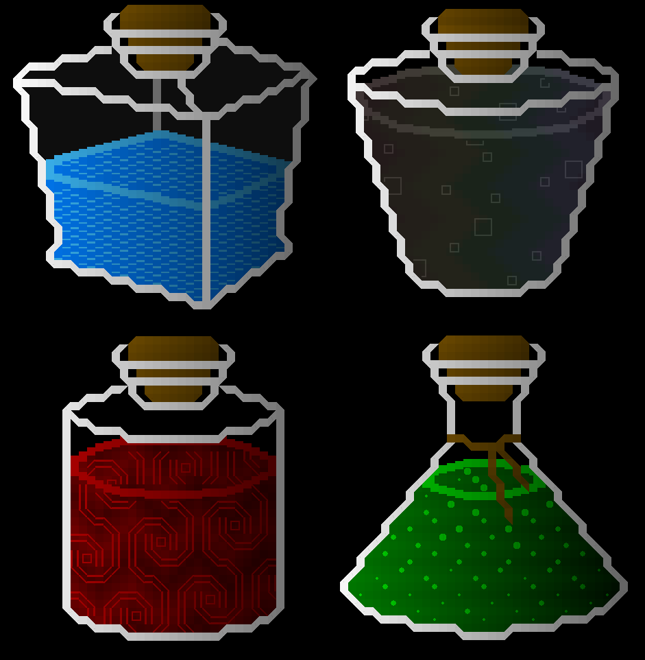 Procedural graphics, items, external lightning, and bottles of blood ...