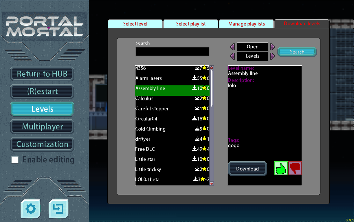 Version 0.5.0 - Reworked menu system news - Portal Mortal - ModDB