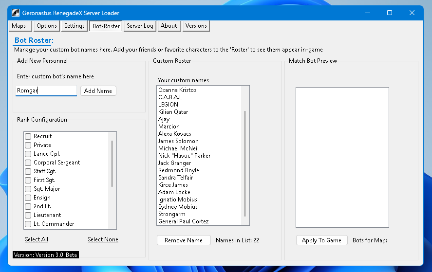 New feature in the works - Geronastus RenegadeX Server Loader mod for ...