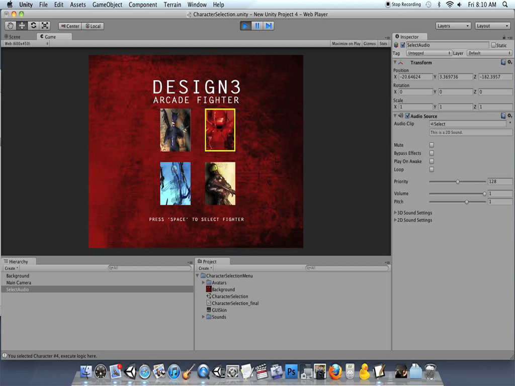 Character Selection Menu In Unity Posted On Design3 Tutorial Noesis Interactive Moddb