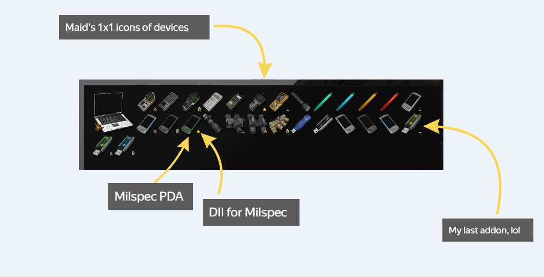 [v1.3]Maid's 1x1 icons of devices + 2 patches for Milspec icon addon ...