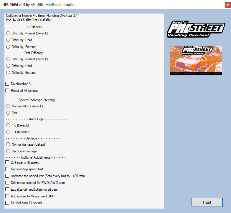 Noob's ProStreet Handling Overhaul mod - ModDB