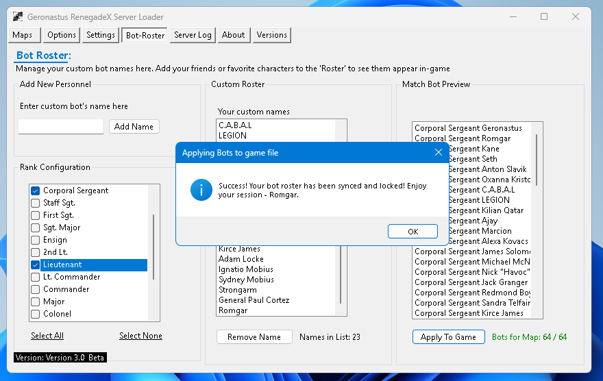 New feature in the works - Geronastus RenegadeX Server Loader mod for ...