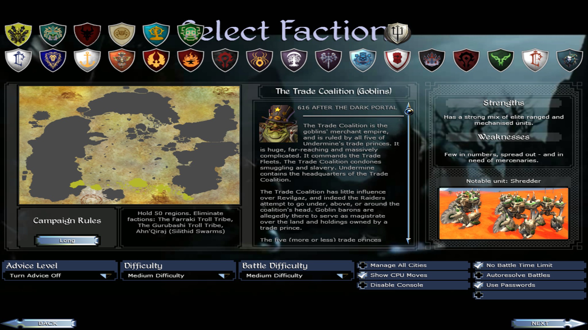 New Trade Coalition (Goblins) Faction Selection Screen - Frozen Throne ...