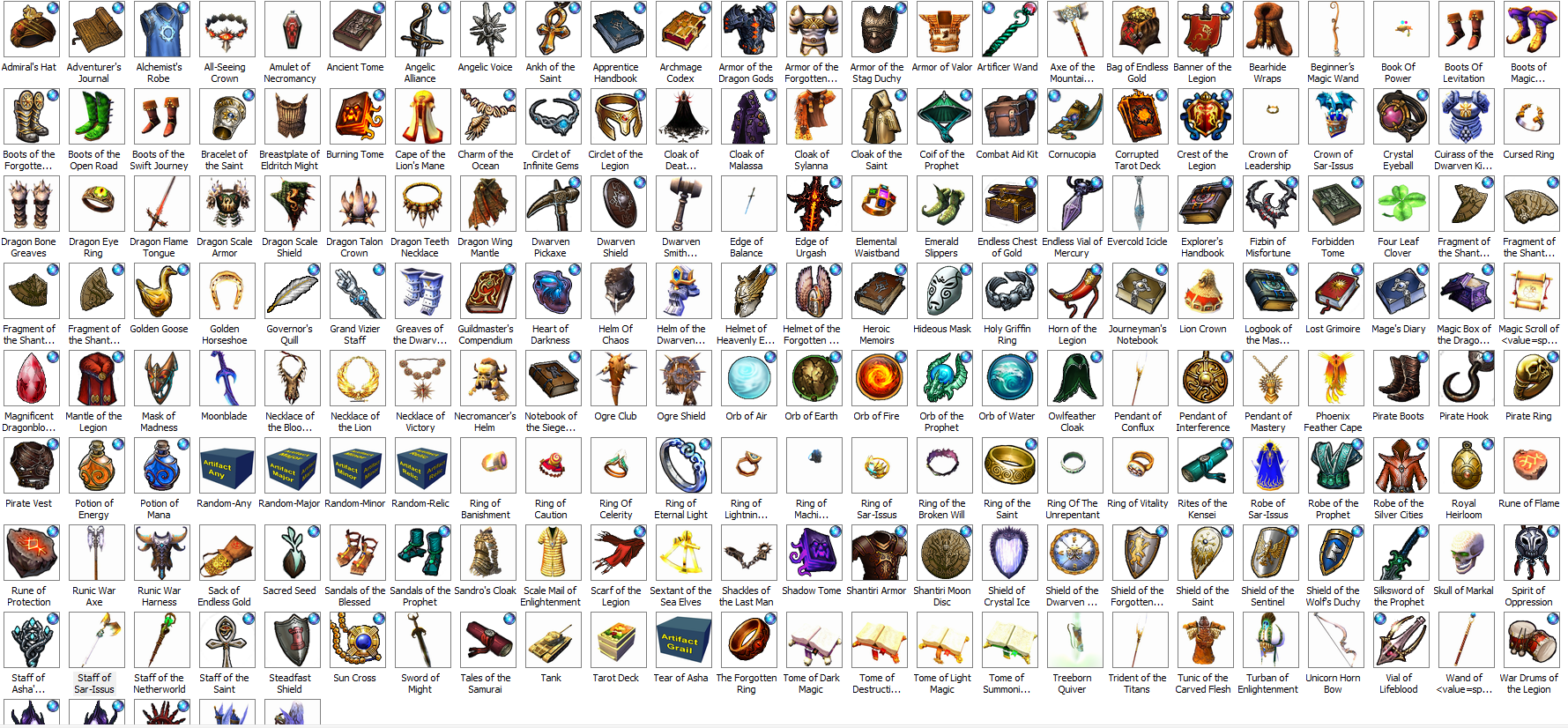 MMH55 artifacts in editor image - Might & Magic: Heroes 5.5 mod for ...