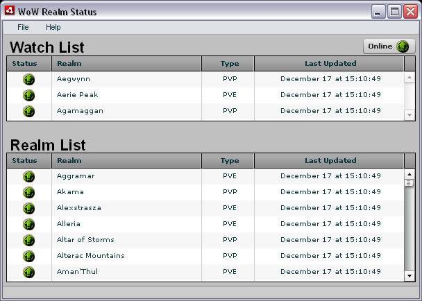 WoW Realm Status mod for World of Warcraft - ModDB