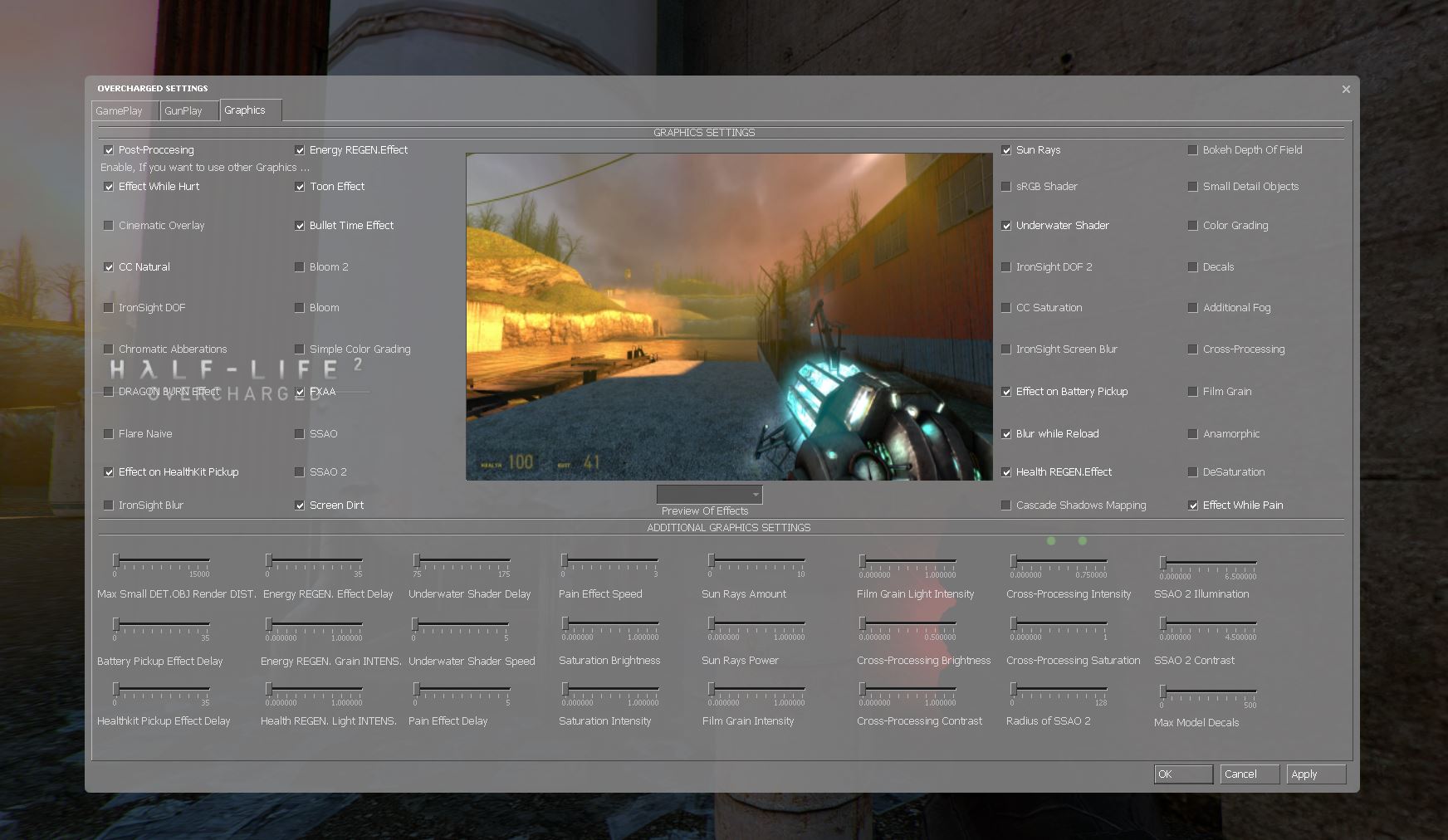 Main Menu Options Image Half Life 2 Overcharged Mod For Half Life 2