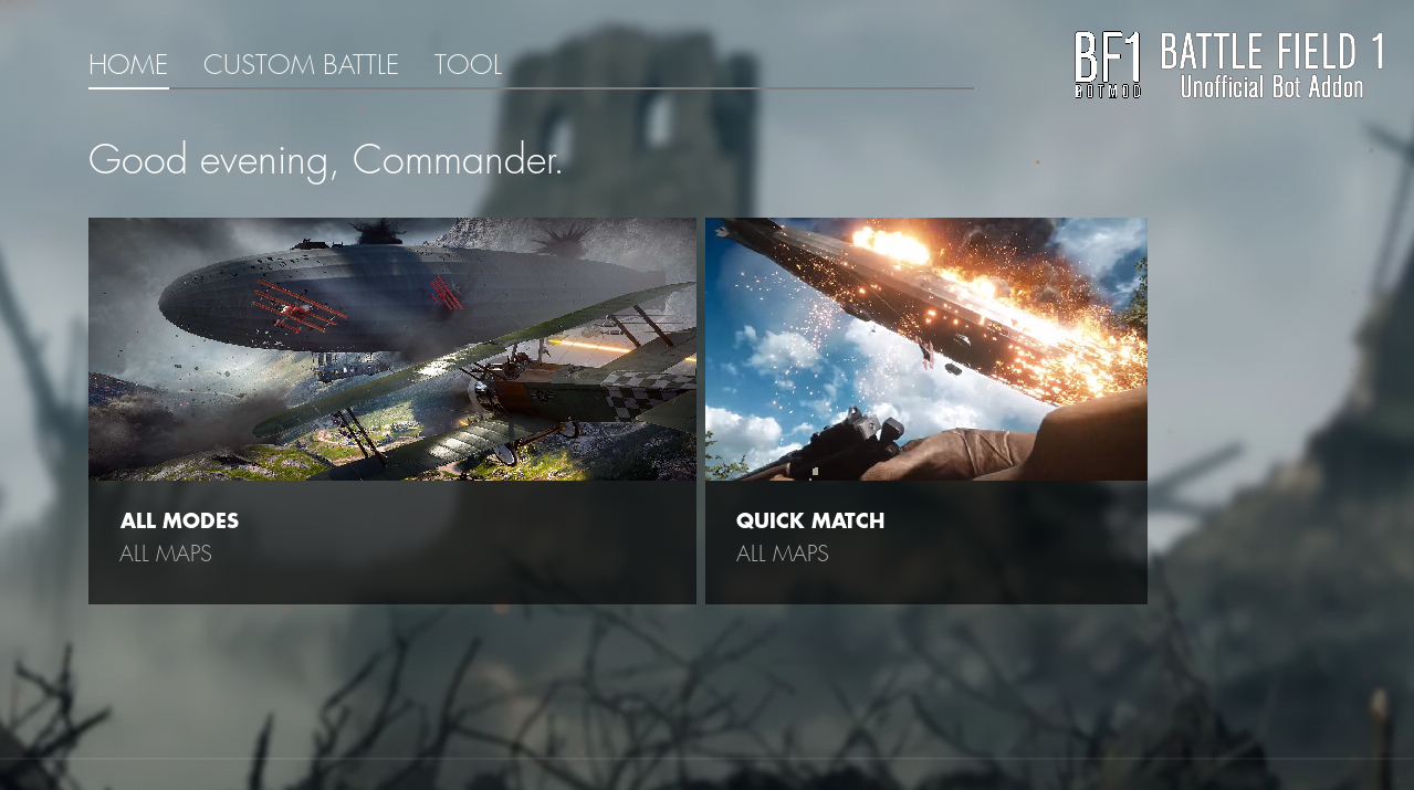 BF1BotMod - Main Menu image - Battlefield 1 Bot Mod for Battlefield 1 ...