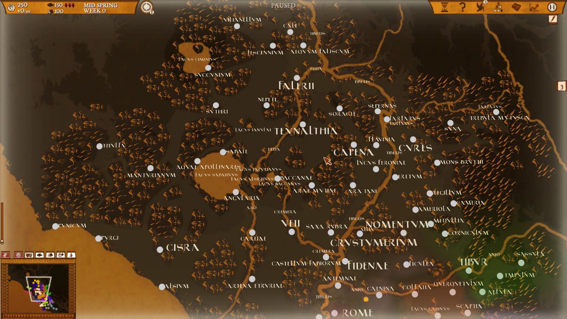 2D strategy map sample, northern part of the map image - Latium - the ...