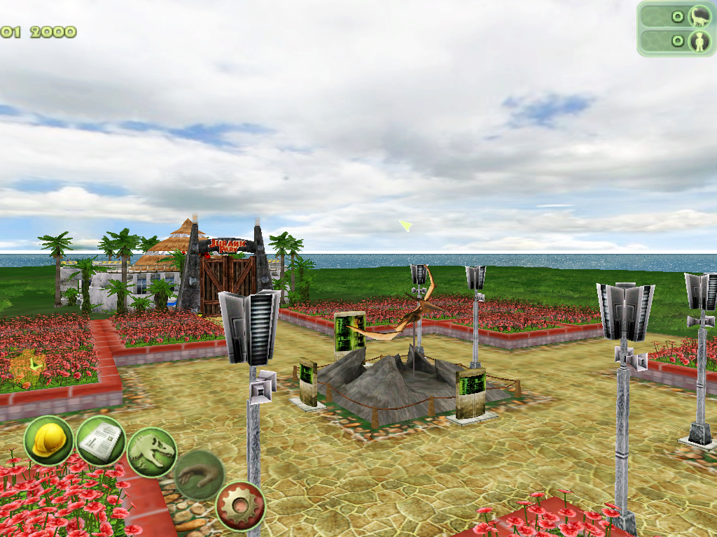 Flower beds and the statue of pteranodon image - JPOG Objects Pack mod ...