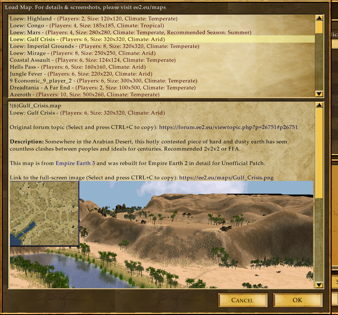 Updated map selection in version 1.6 image - Empire Earth II ...