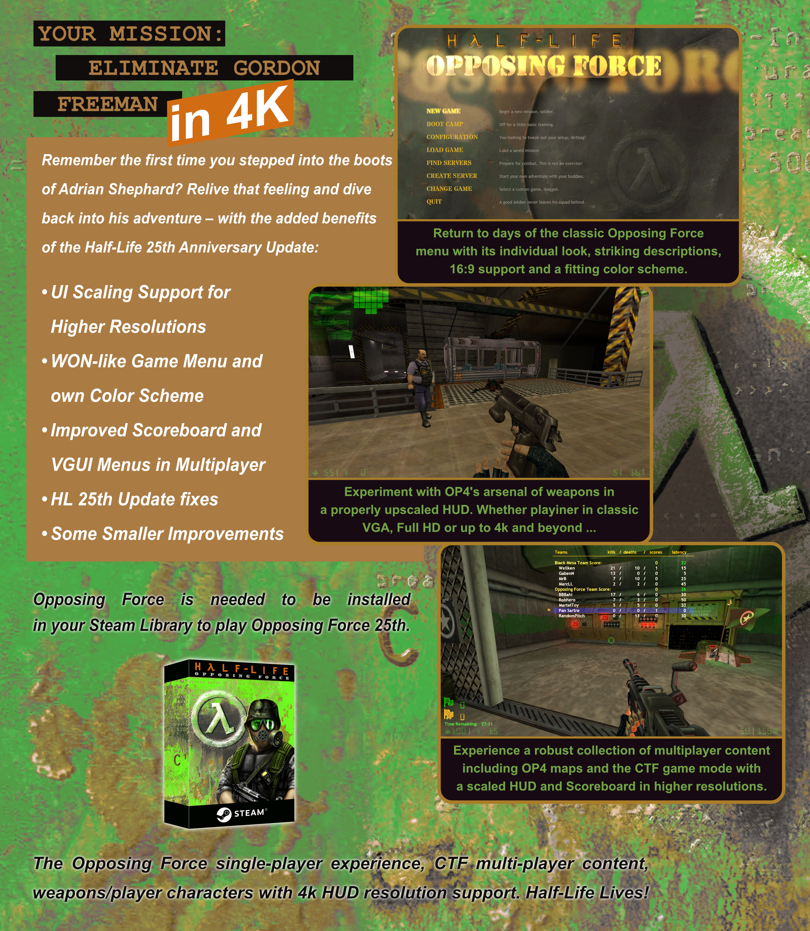 Frontpage Artwork image - Half-Life: Opposing Force 25th mod for Half ...