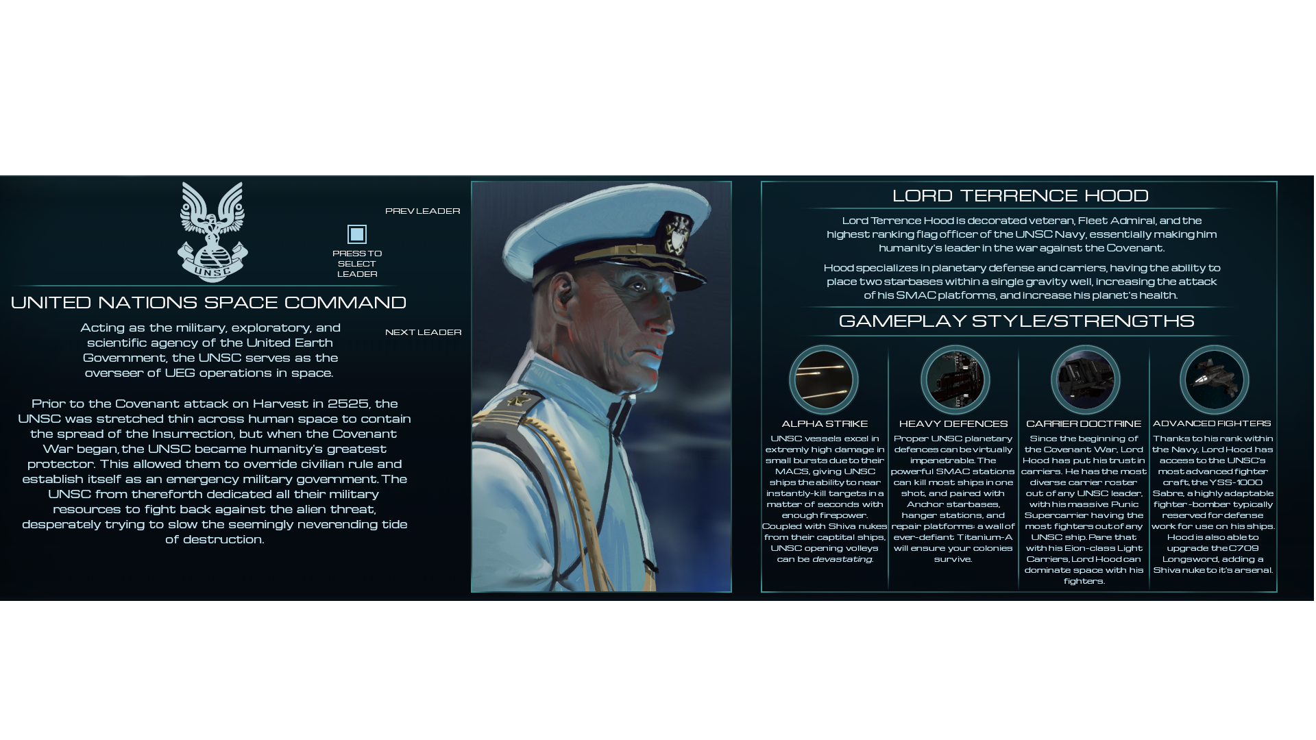 Lord Hood's Select Screen image - Sins of the Prophets: Warlord's Ruin ...